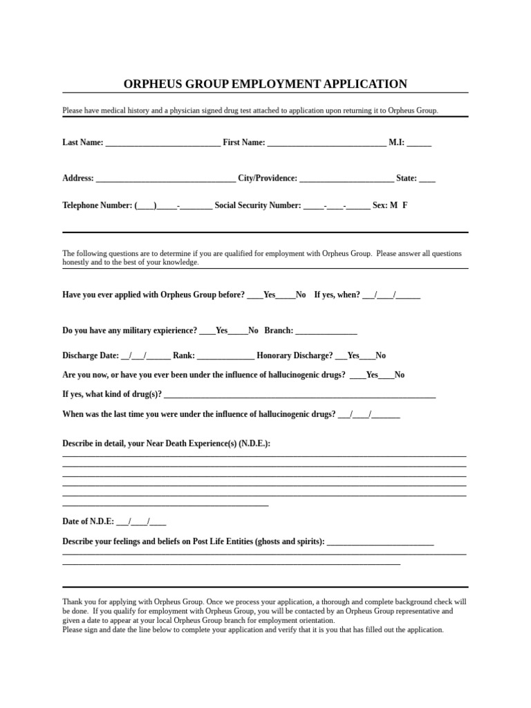 Employmentapplication | PDF | Medicine | Health Care