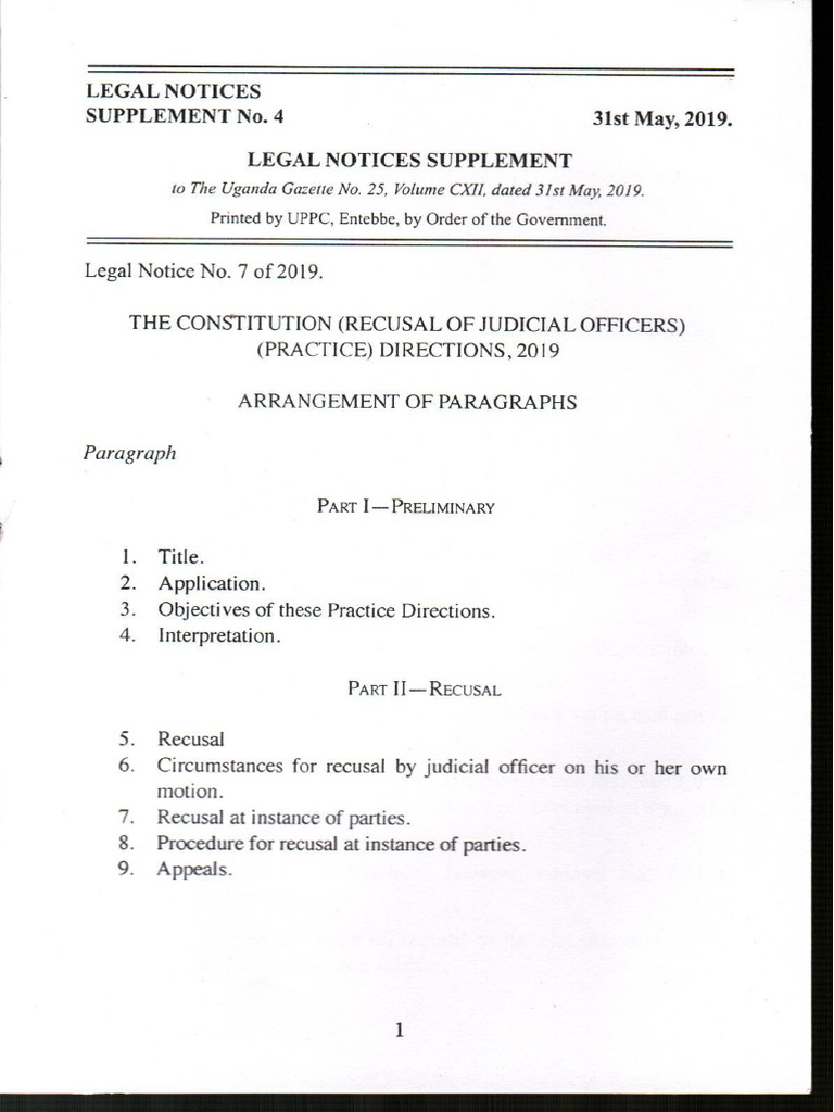 Recusal of Judicial Officers Practice Directions | PDF