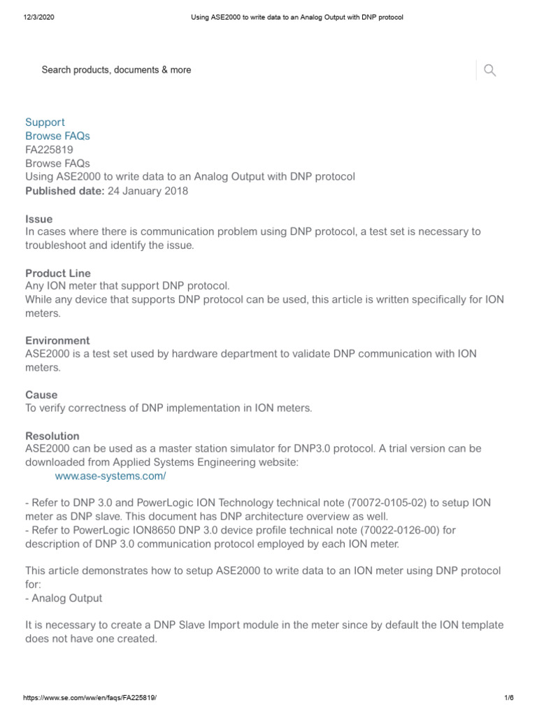 ASE2000 DNP Protocol Analog Output Guide | PDF | Network Architecture | Network Protocols