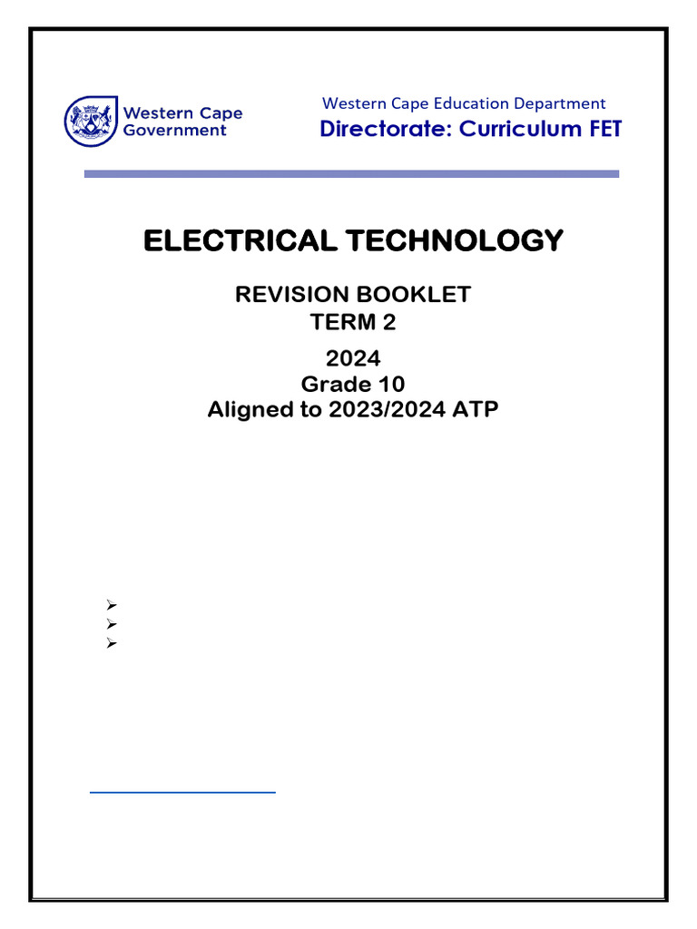 Electrical Technology Grade 10 Power Systems Term 2 - 2024 Final | PDF ...