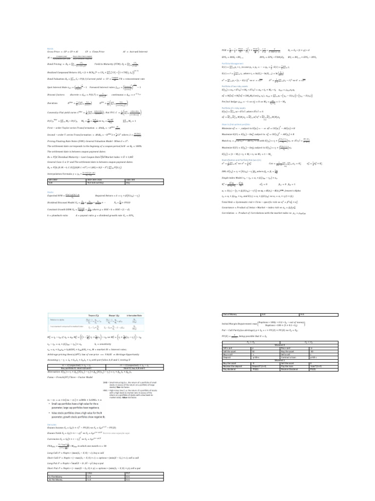 Formulas Investimentos e Gest╞o de Carteiras | PDF | Financial ...