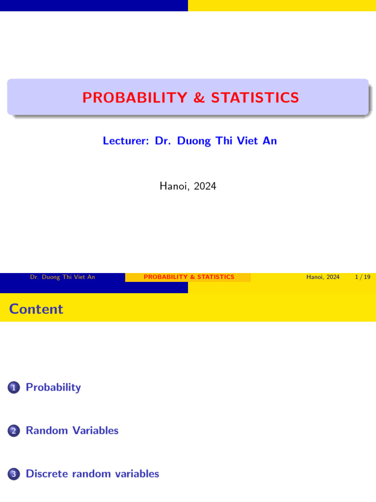 Probability and Statistics Overview | PDF | Probability Distribution | Random Variable