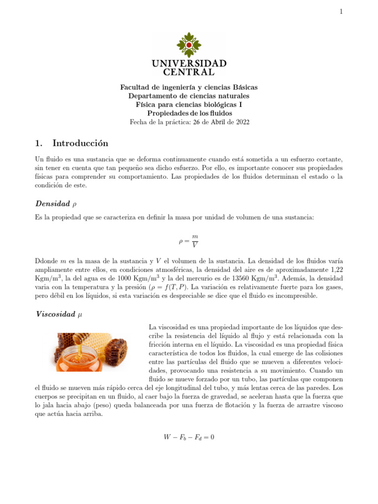Práctica 4. Propiedades de los fluidos | PDF | Tensión superficial | Viscosidad