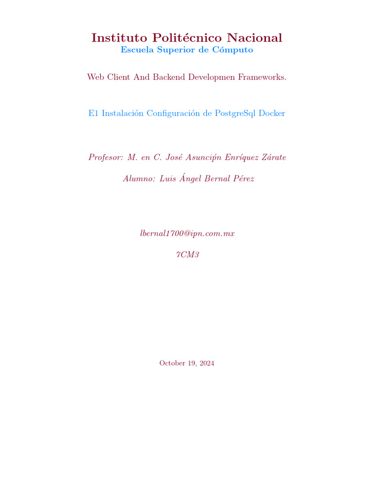 E1 Instalación de Imagen Postgres Docker | PDF | Ciencias de la Computación | Arquitectura de ...