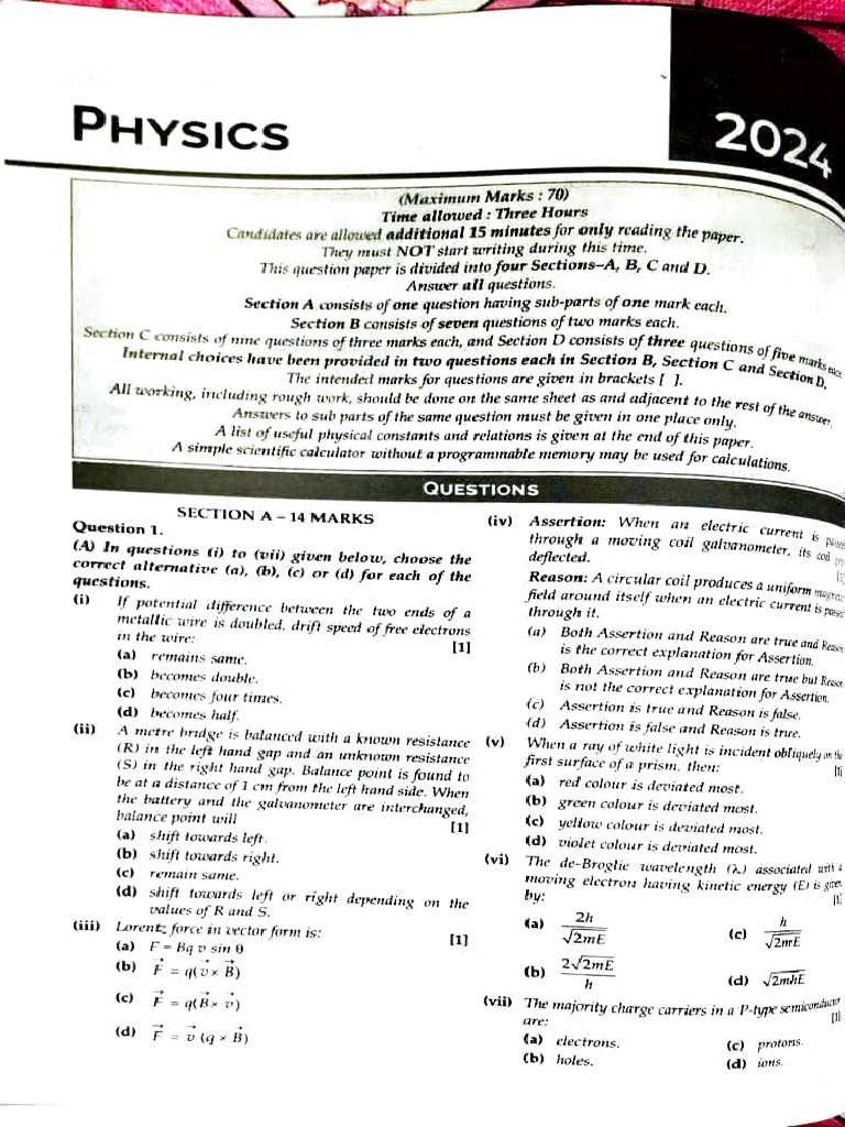 ISC Physics Exam Guidelines 2024 | PDF | Photoelectric Effect ...