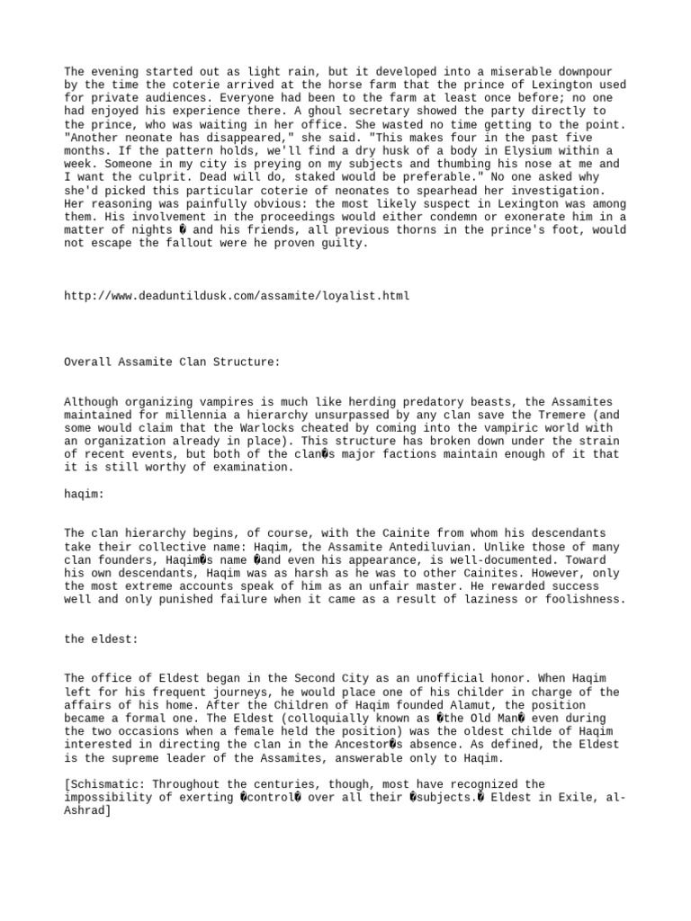 assamite | PDF | Magician (Fantasy) | Caste