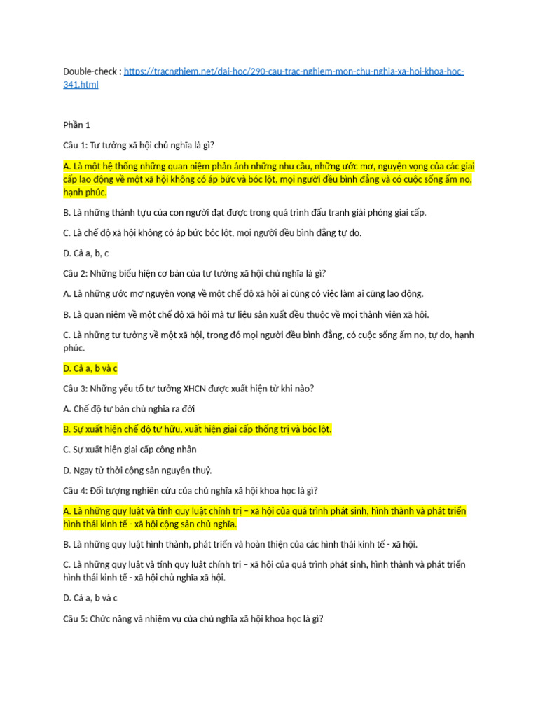 290+ Câu CNXH | PDF