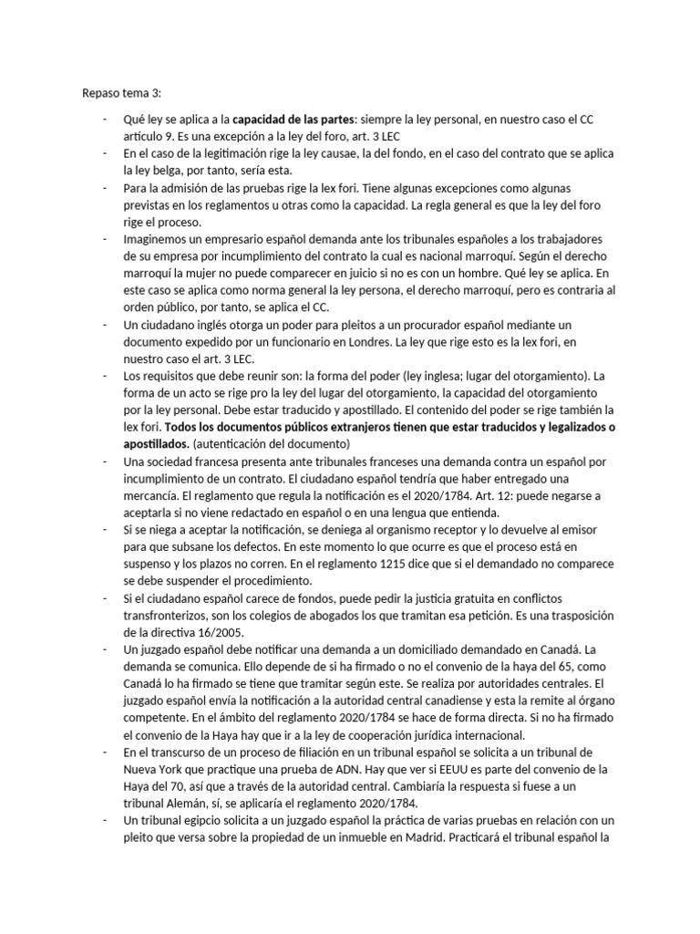 Repaso Tema 3 | PDF | Demanda judicial | Regulación