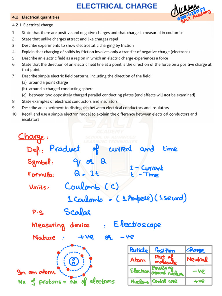 4.2.1 Electrical Charge | PDF | Electric Charge | Atomic Nucleus