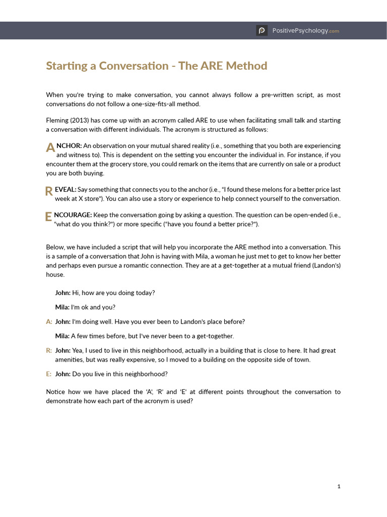 Mastering Small Talk with the ARE Method | PDF