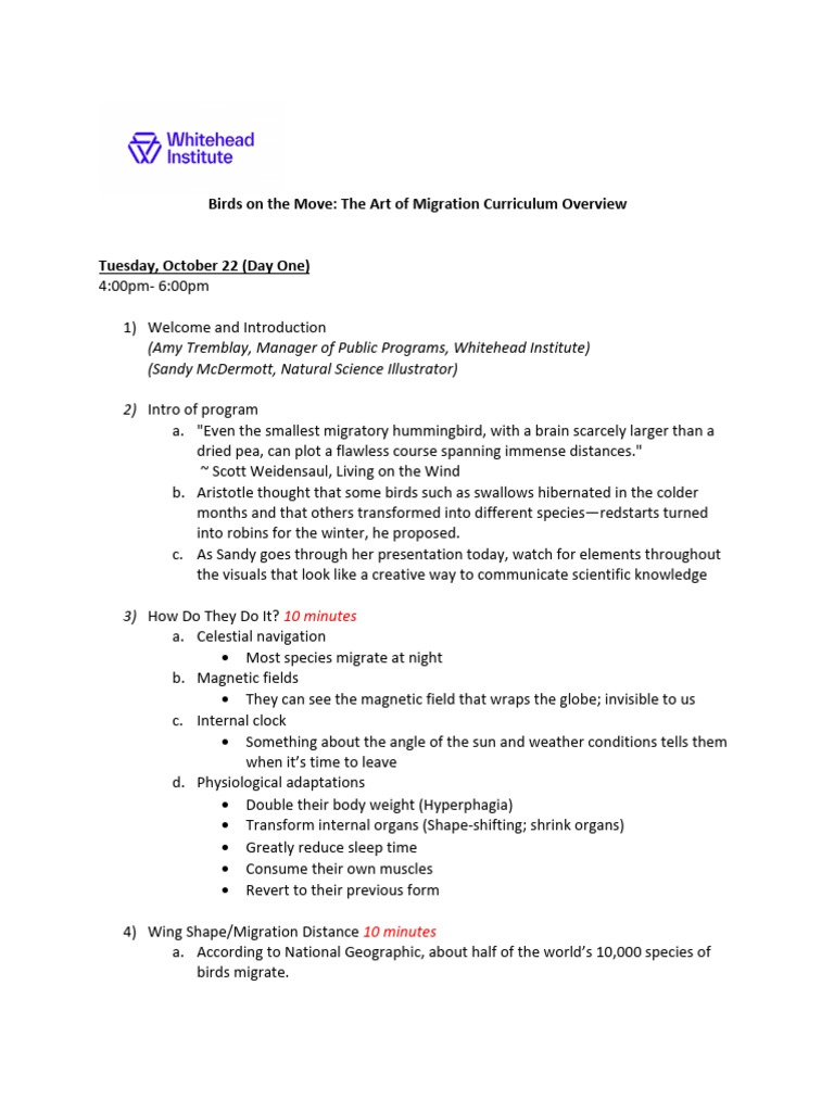 Copy of Birds on the Move Curriculum Overview2024 | PDF | Bird ...