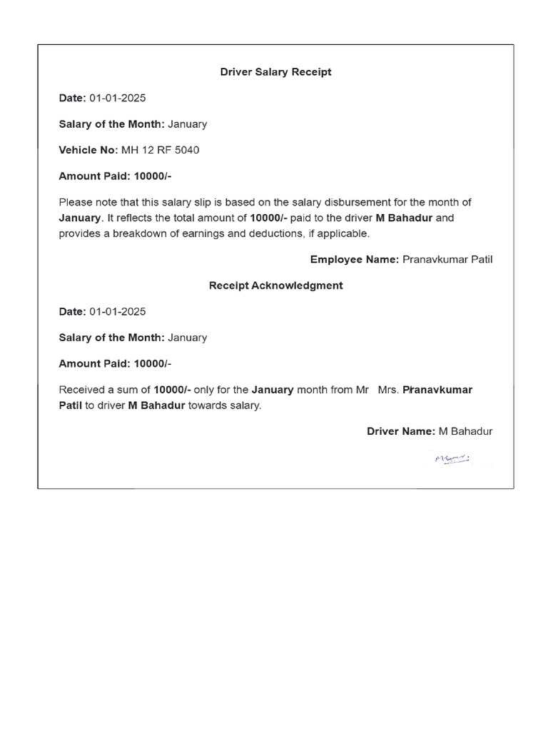 Driver Salary Slip [freeforonline_com] (5) | PDF