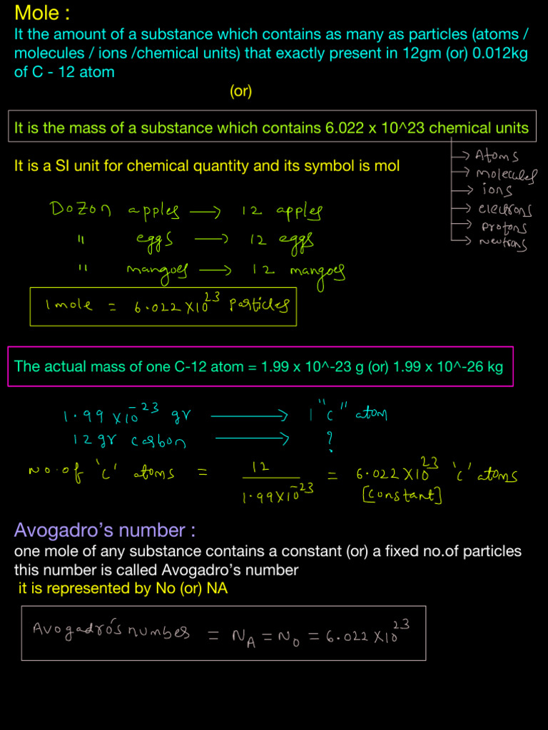 Mole Concept (Stoichiometry) | PDF | Stoichiometry | Mass Concentration ...
