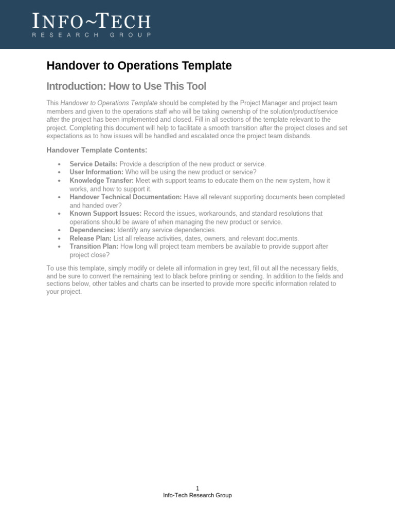 it-Handover-to-Operations-Template-R1 | PDF | Computing