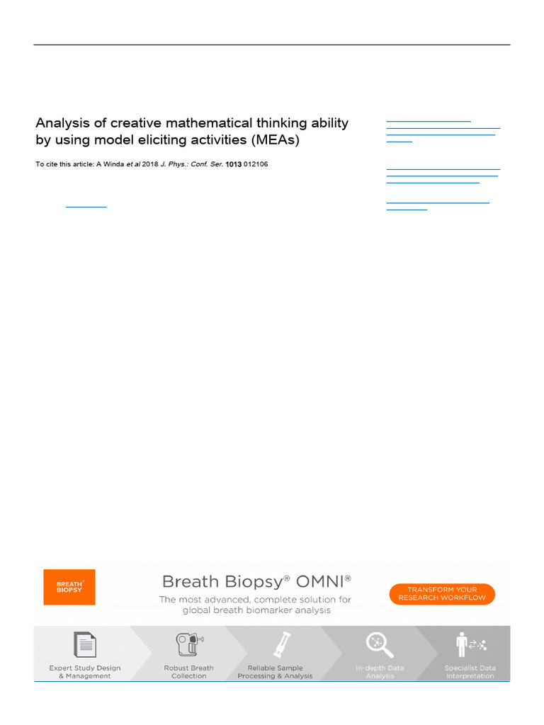 Analysis of Creative Mathematical Thinking Ability by Using Model ...