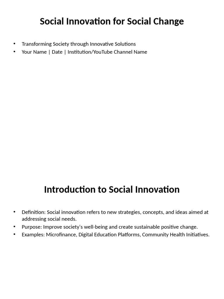 Social Innovation for Change | PDF | Innovation | Sustainability
