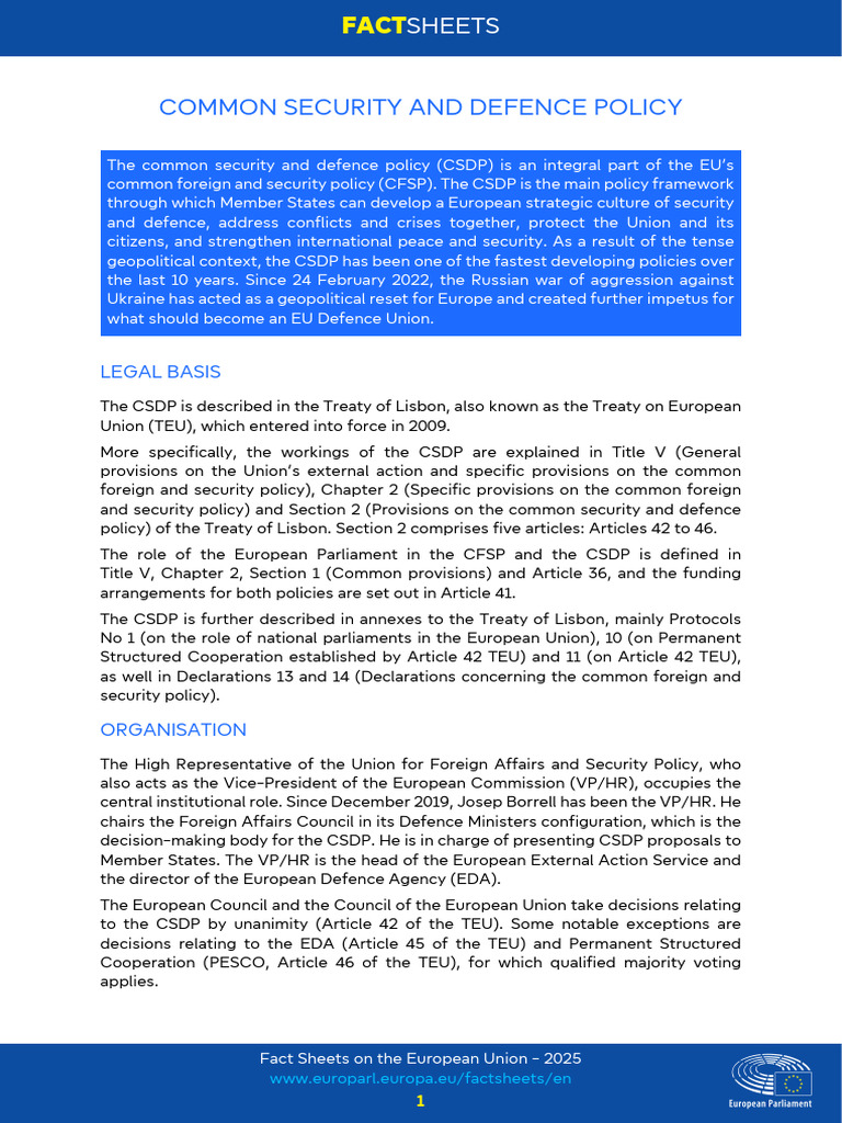 EU_CSDP | PDF | European Union | Trade Blocs