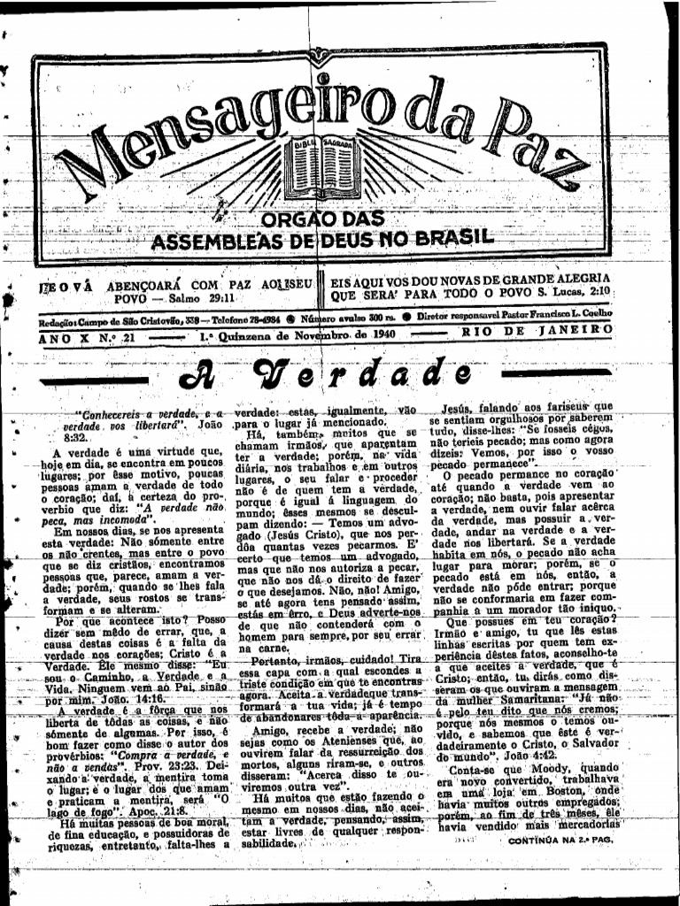 Mensageiro Da Paz - 021 - 1940 - 011 - 001 | PDF