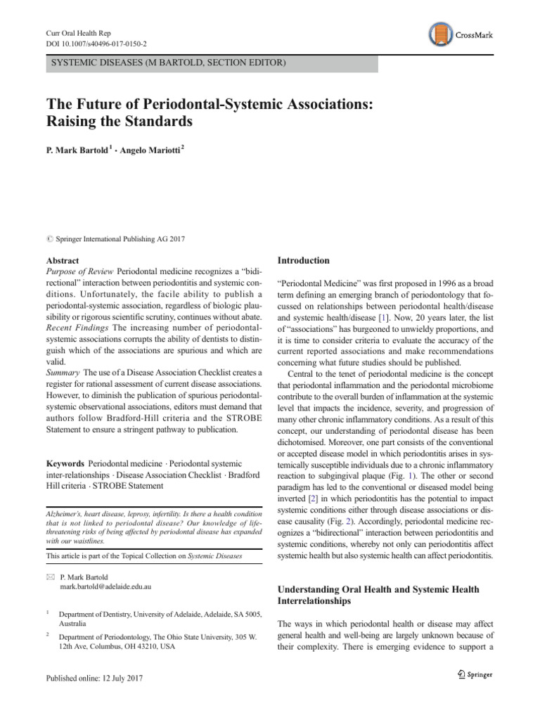 The Future of Periodontal and Systemic Associations, Raising The ...