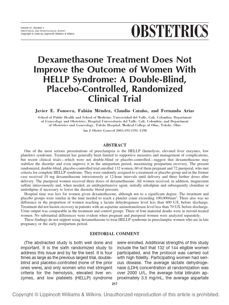 Dexamethasone Treatment Does Not Improve the Outcome of Women With ...