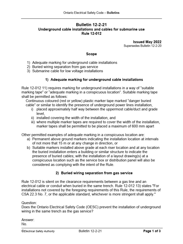 12-2-21 - Underground Cable Installations | PDF | Electrical Wiring ...