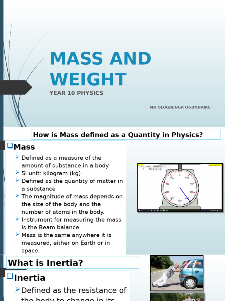 Understanding Mass and Weight in Physics | PDF