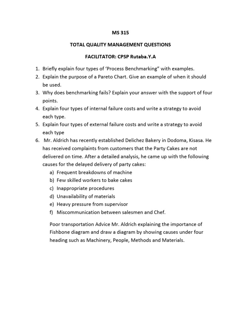 Total Quality Management Q&A Guide | PDF
