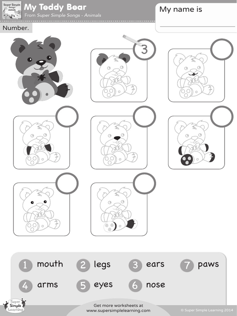 My Teddy Bear Worksheet Write The Number BW | PDF