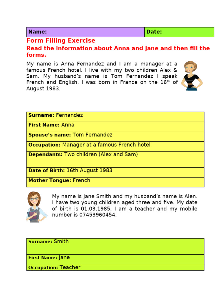 Form Filling Exercise | PDF