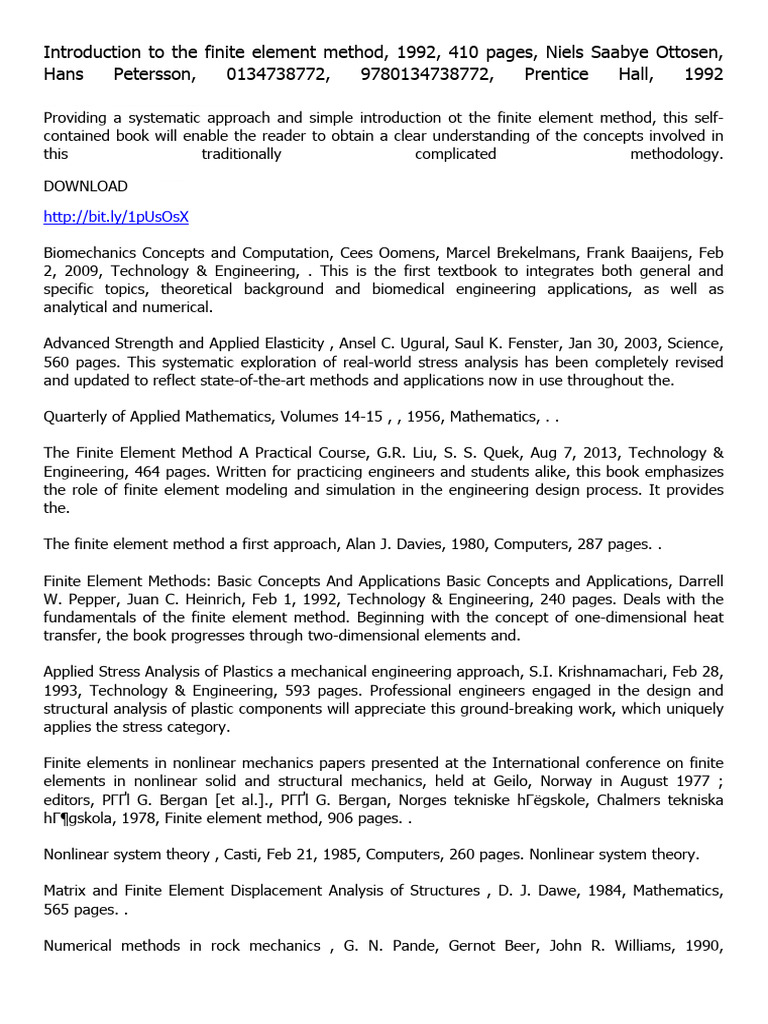 Introduction To The Finite Element Method | PDF | Structural Analysis | Finite Element Method