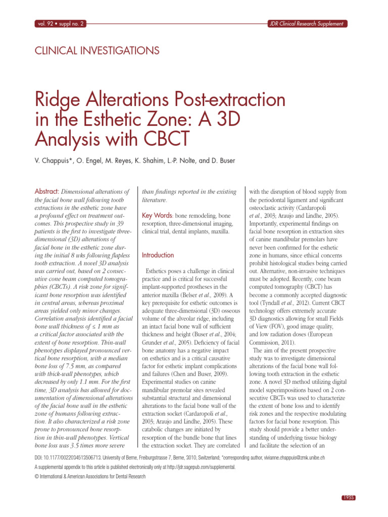 Ridge Alterations Post-Extraction in The Esthetic Zone: A 3D Analysis ...