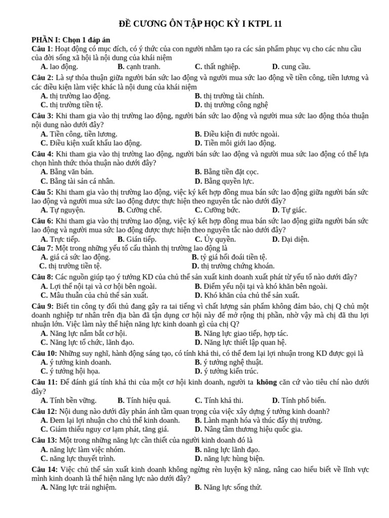 ĐỀ CƯƠNG K11 in | PDF