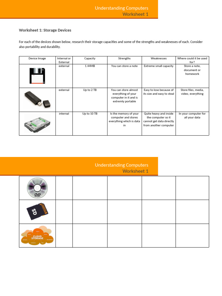 Storage Devices: Capacity & Use Cases | PDF