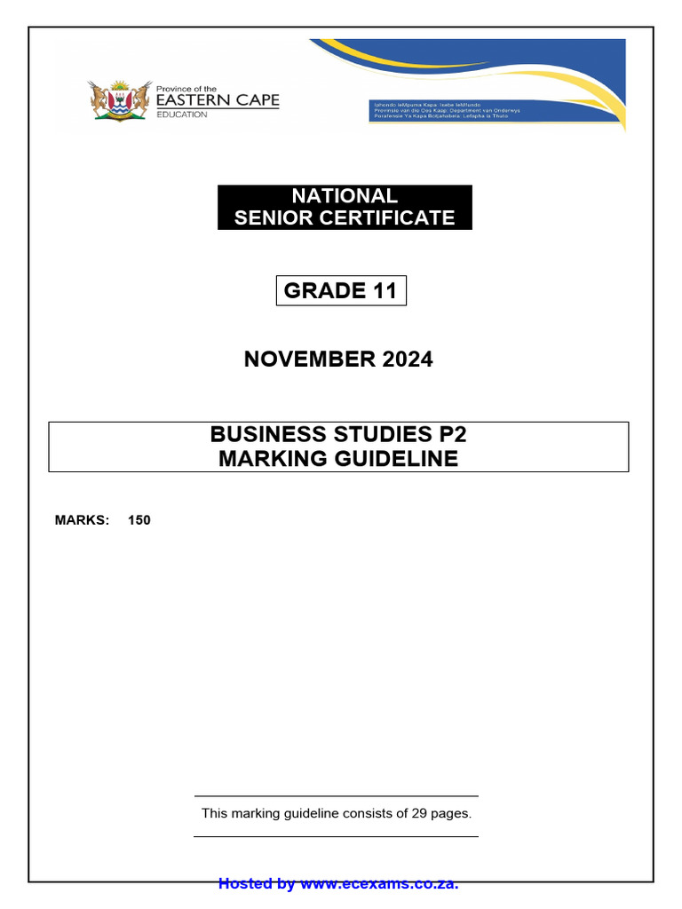 BUSINESS STUDIES GR 11 P2 MG_ENG_watermark | PDF | Employment | Business