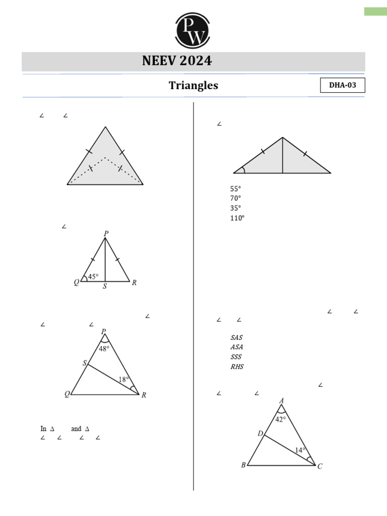 Triangles _ Daily Home Assignment 03 || (Neev 2024) | PDF | Triangle ...