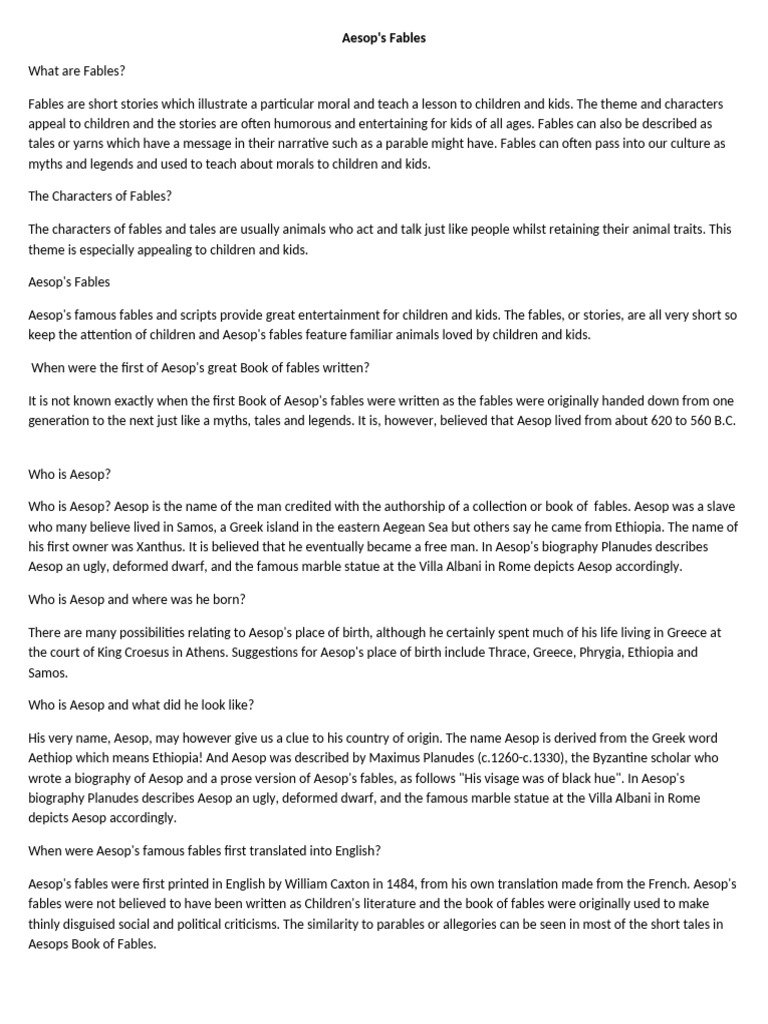 Fables theory | PDF | Aesop | Aesop's Fables