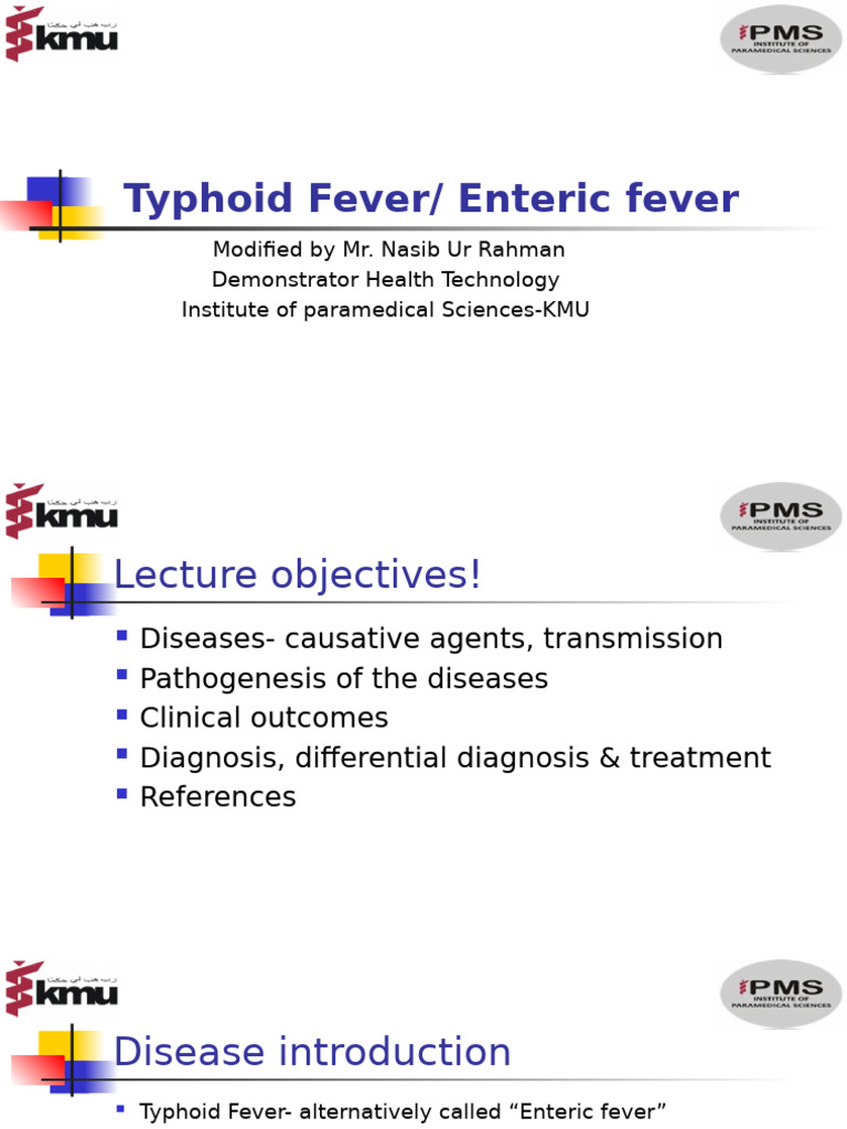 Lecture - 7 Typhoid Fever | PDF | Salmonella | Medical Specialties