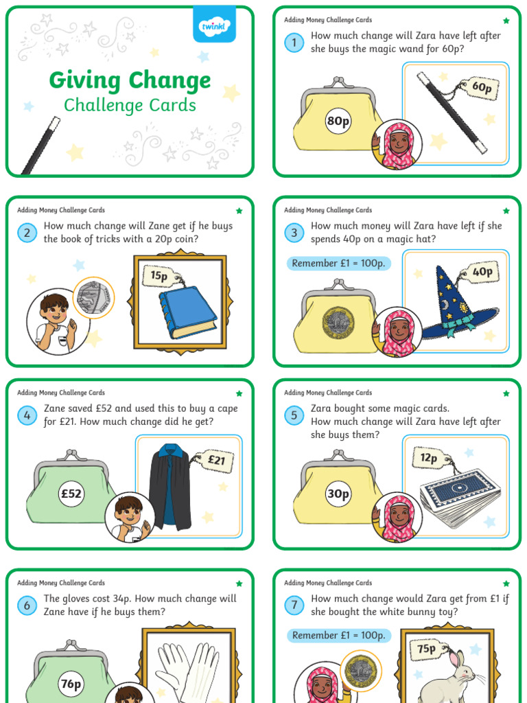 Giving Change Challenge Cards | PDF | Currency | Money