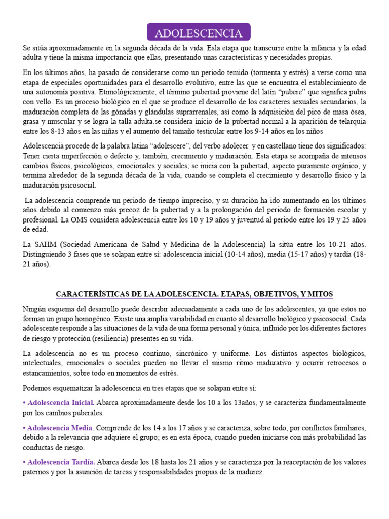 Adolescencia Manuscrito | PDF | Pubertad | Adolescencia