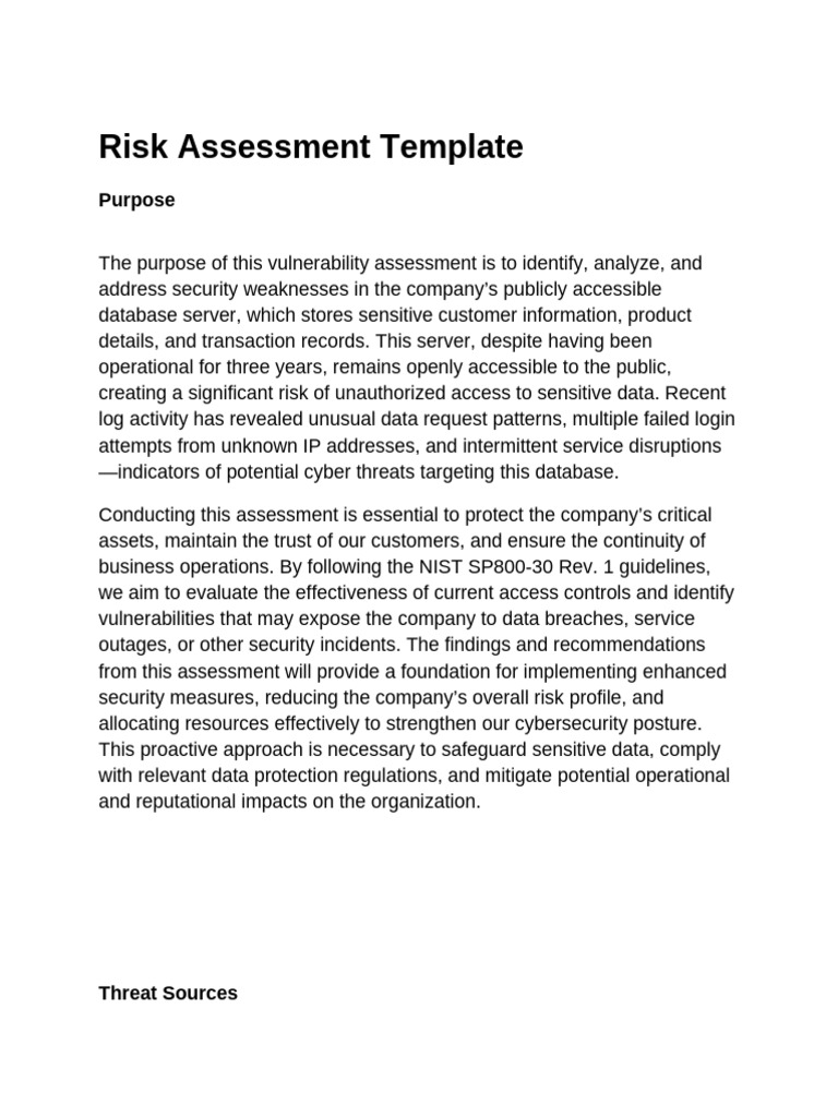 Database Risk Assessment Template | PDF | Security | Computer Security