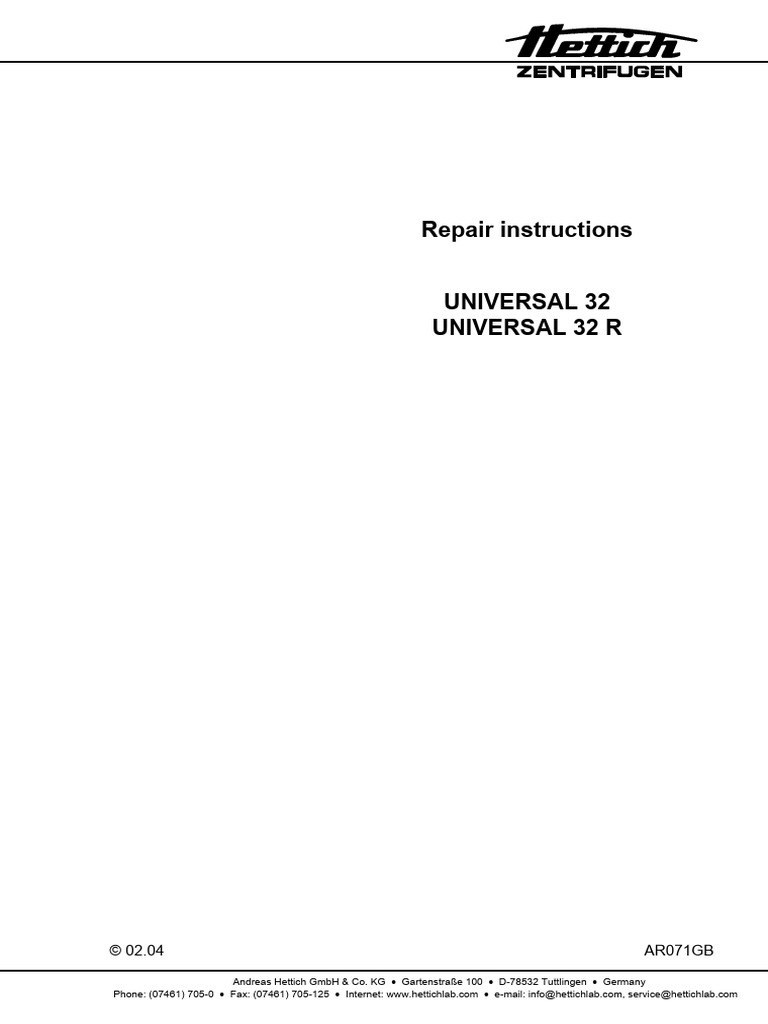 Hettich Universal 32 32R Service Manual | PDF | Power Supply | Mains ...