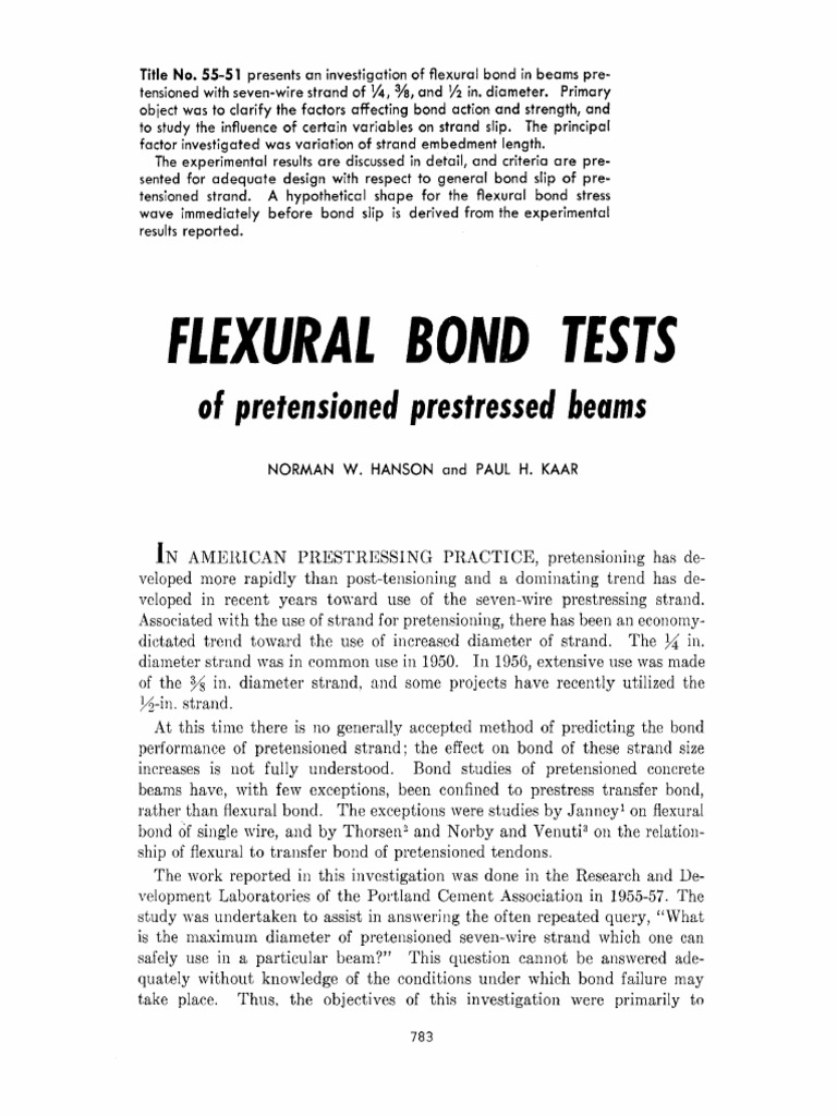 Flexural Bond in Prestressed Beams | PDF | Prestressed Concrete | Beam ...