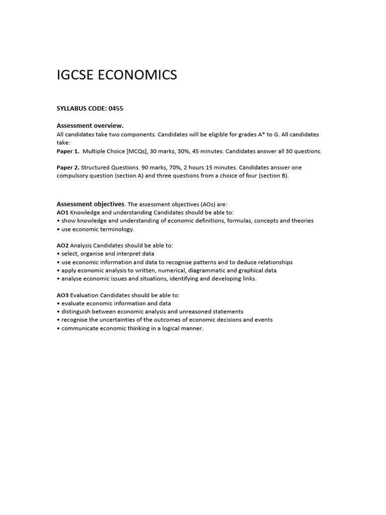 Igcse Updated Economics Igcse Notes | PDF | Elasticity (Economics) | Demand