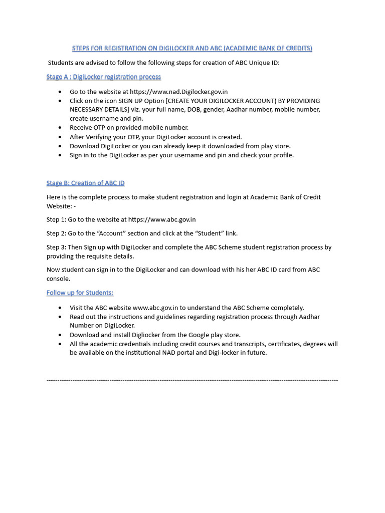 Steps for Creating ABC ID | PDF