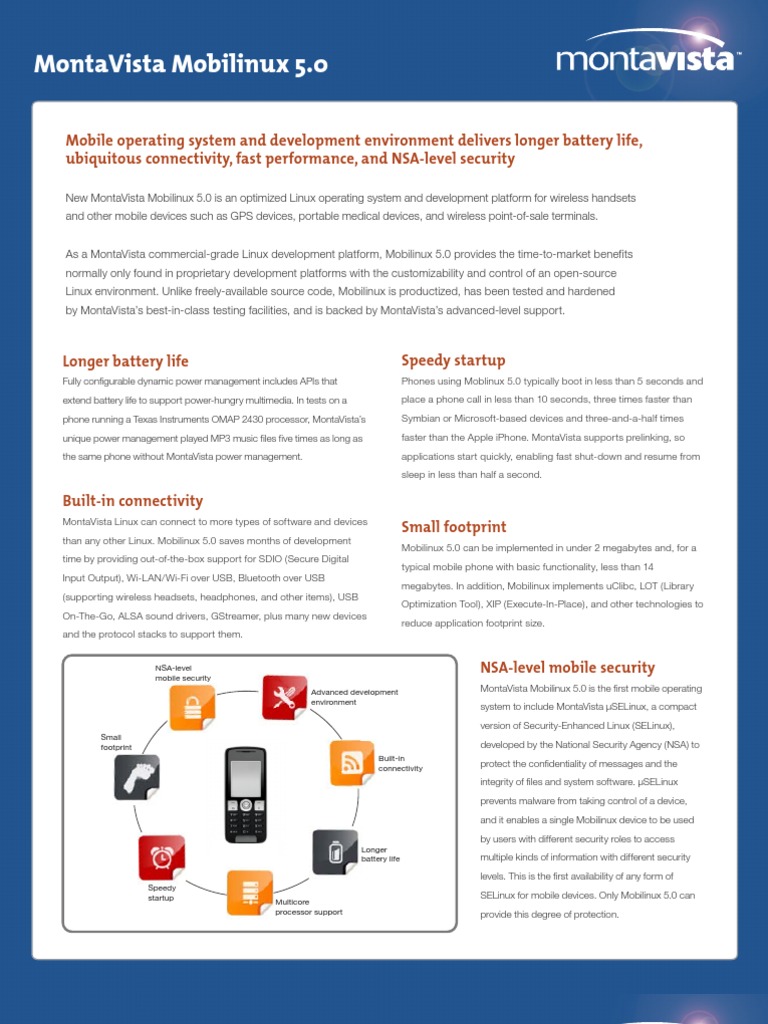 MontaVista Mobilinux 5 Datasheet | PDF | Linux | Operating System
