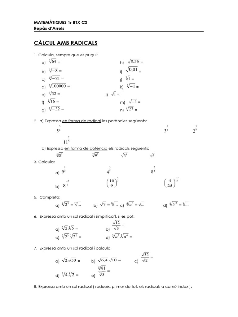 Calcul Amb Radicals | PDF