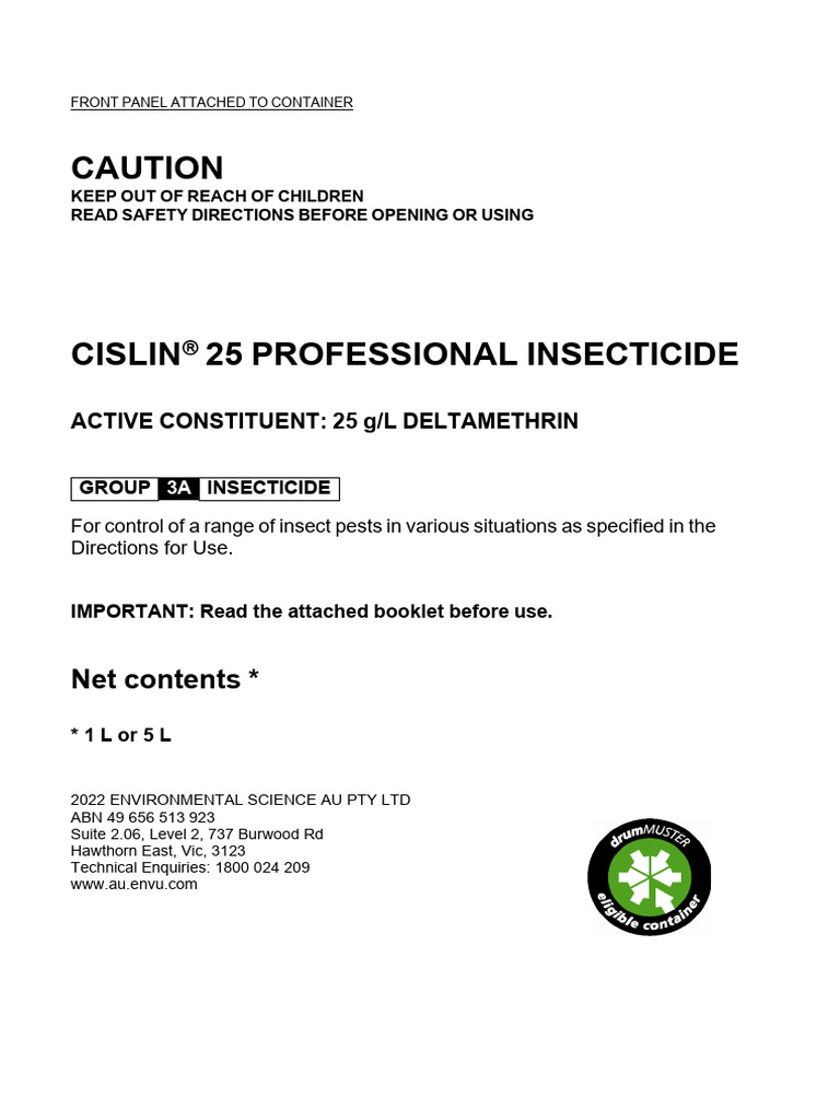 Cislin 25 Insecticide Label AU | PDF | Pest (Organism) | Lumber