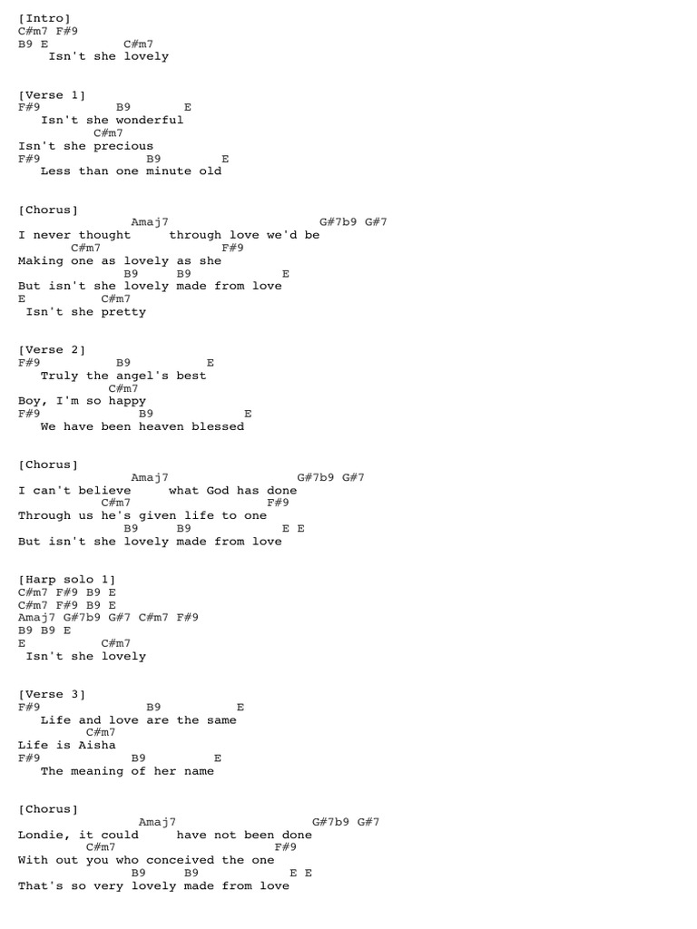 Isn't She Lovely Chords | PDF