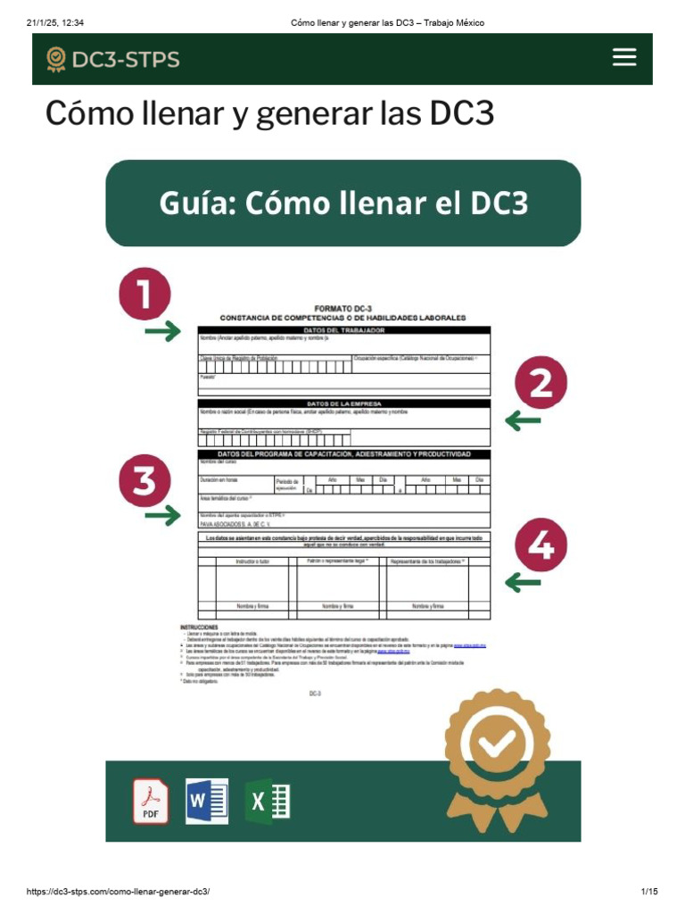 Cómo Llenar y Generar Las DC3 - Trabajo México | PDF