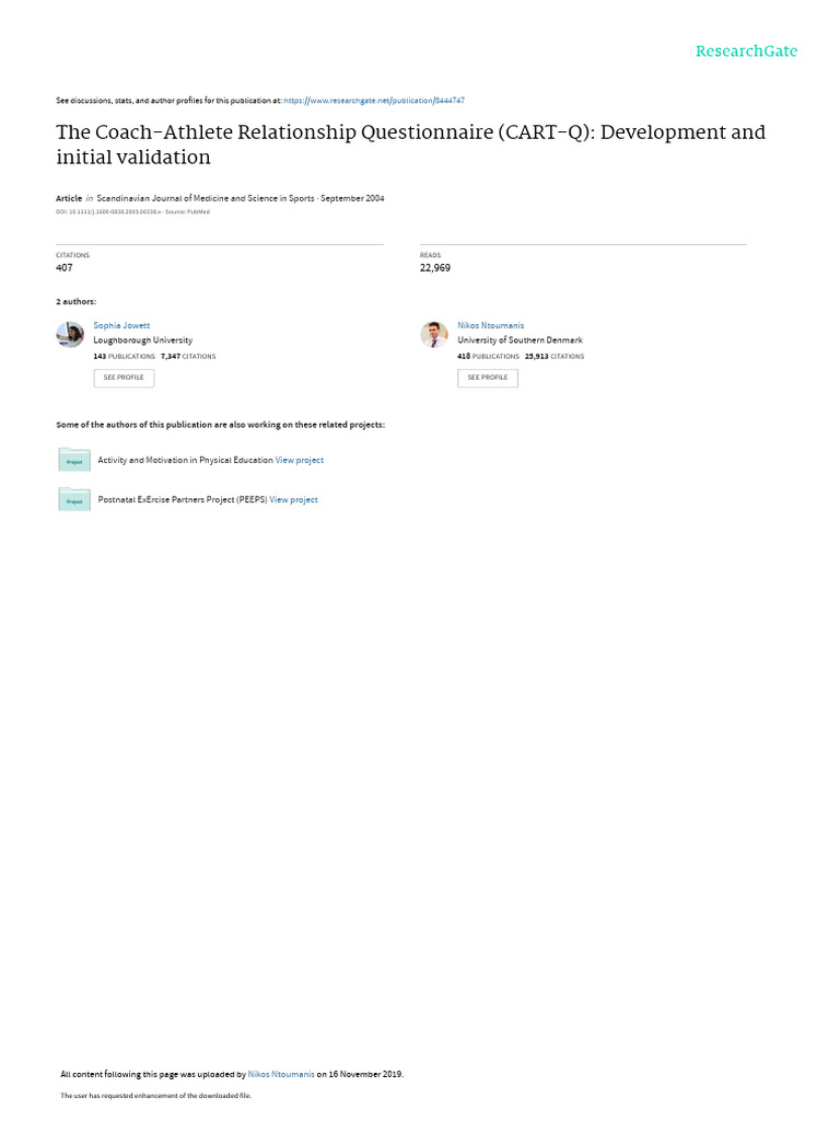 coachathlete | PDF | Validity (Statistics) | Developmental Psychology